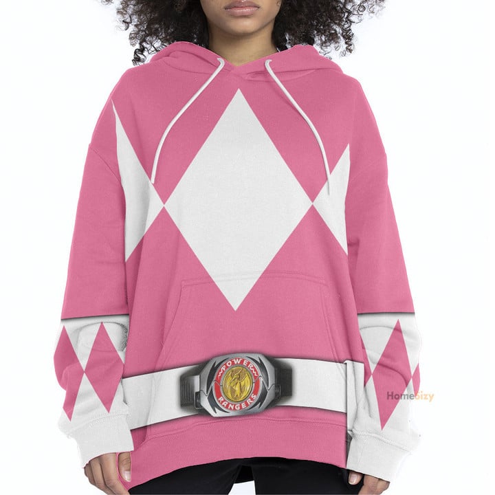 Pink Black Mighty Morphin Power Ranger Costumes C2- 3D Hoodie - Familystore