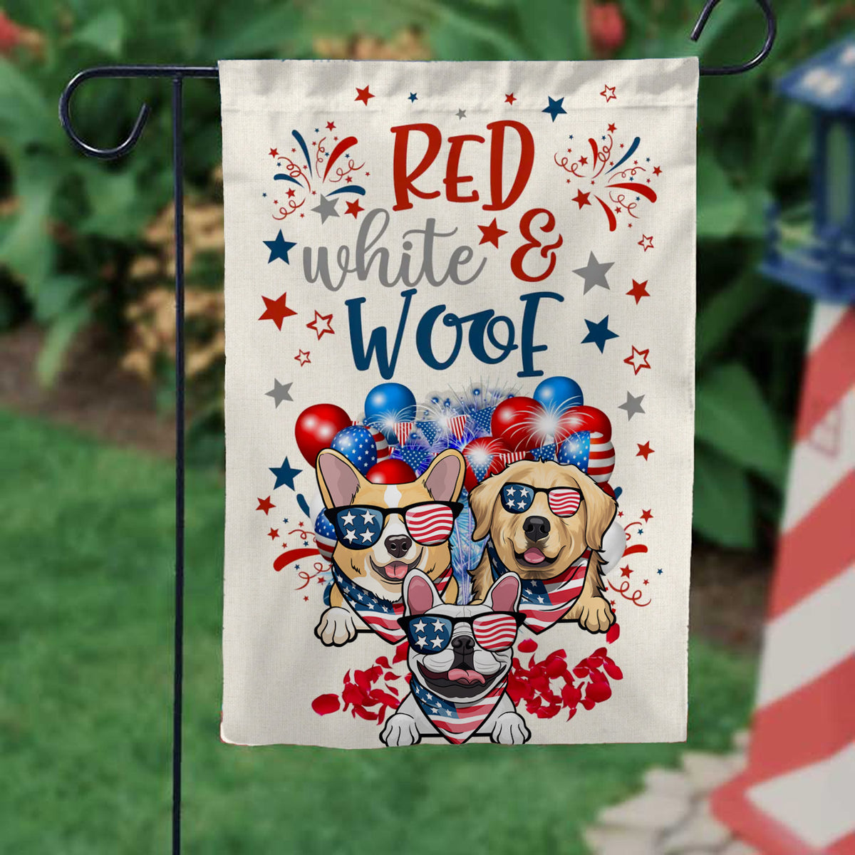 Red White Woof 4th July - Gift For Pet Lovers - Personalized Flag ...